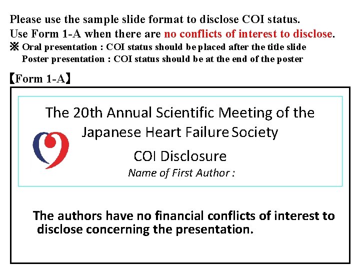 Please use the sample slide format to disclose