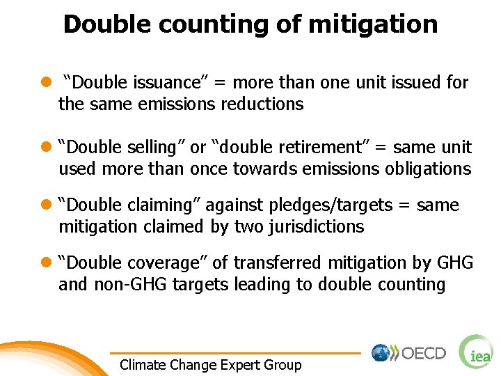 Addressing double counting of mitigation for diverse contribution