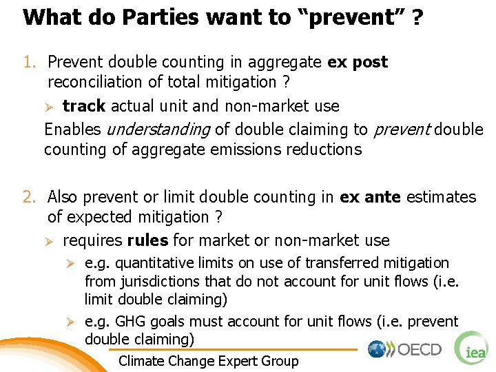 Addressing double counting of mitigation for diverse contribution