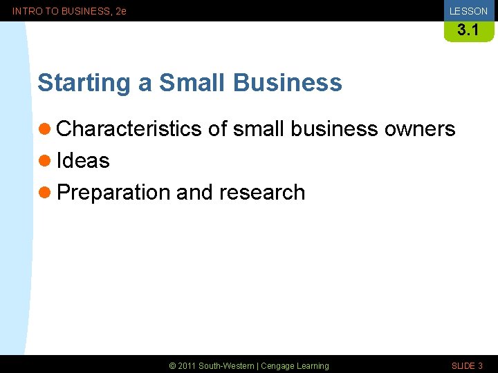 LESSON 3 1 SMALL BUSINESS MANAGEMENT GOALS l