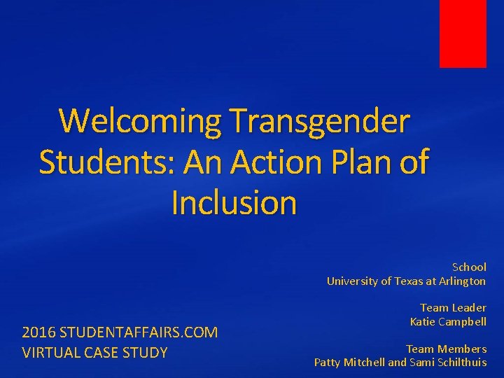 Welcoming Transgender Students An Action Plan of Inclusion
