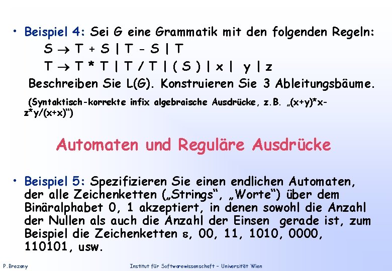 Beispiele KFG 2 Teil Beispiel 1 Sei G