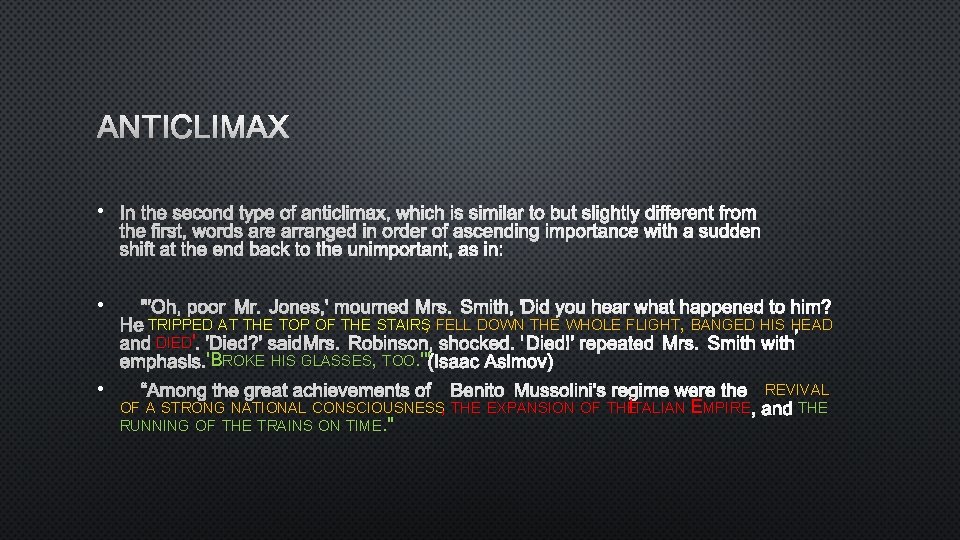 CLIMAX AND ANTICLIMAX DEFINITION WHAT IS A CLIMAX