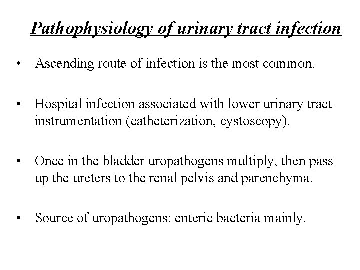 Pathophysiology of urinary tract infection Ascending route of