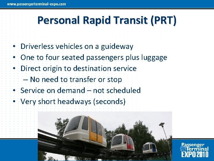 Master Plan Personal Rapid Transit Analysis for BaltimoreWashington