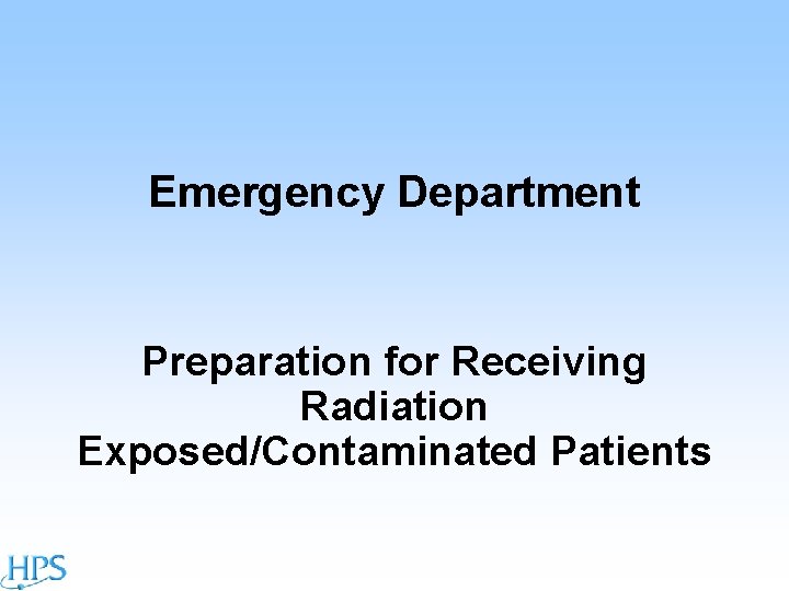 Emergency Department Preparation for Receiving Radiation ...
