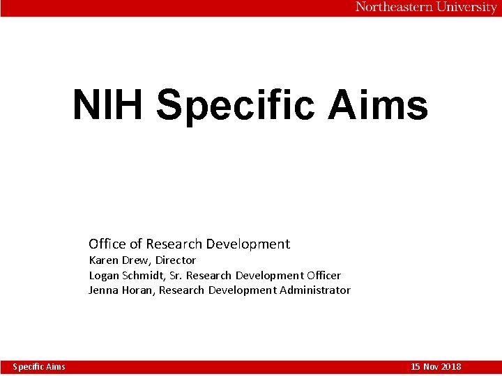 NIH Specific Aims Office of Research Development Karen