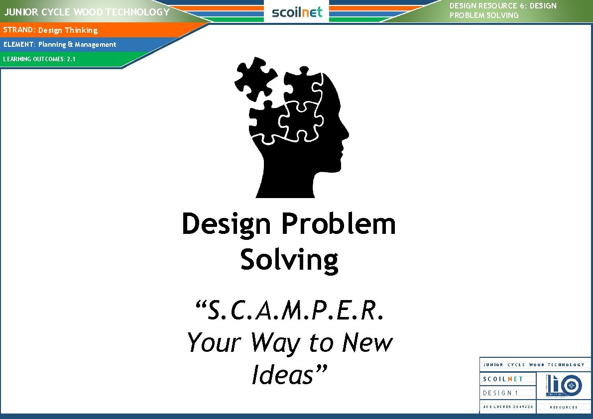 DESIGN RESOURCE 6 DESIGN PROBLEM SOLVING JUNIOR CYCLE