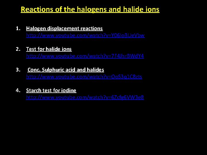 Reactions of the halogens and halide ions 1