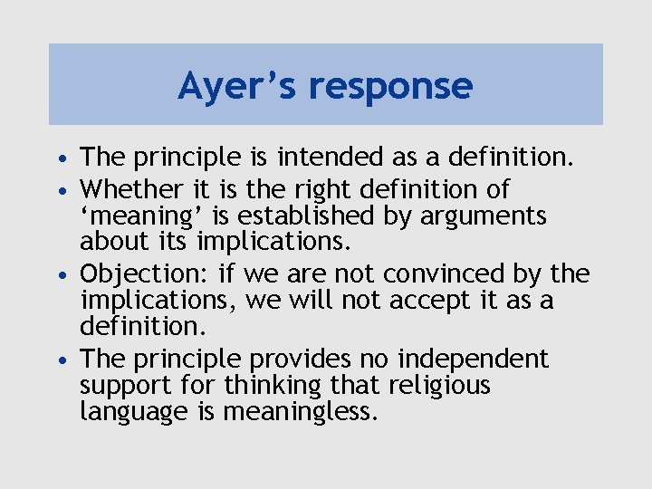 Verificationism and religious language Michael Lacewing ...