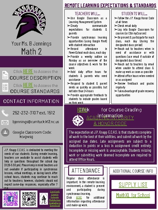 REMOTE LEARNING EXPECTATIONS STANDARDS TEACHERS WILL Your Ms