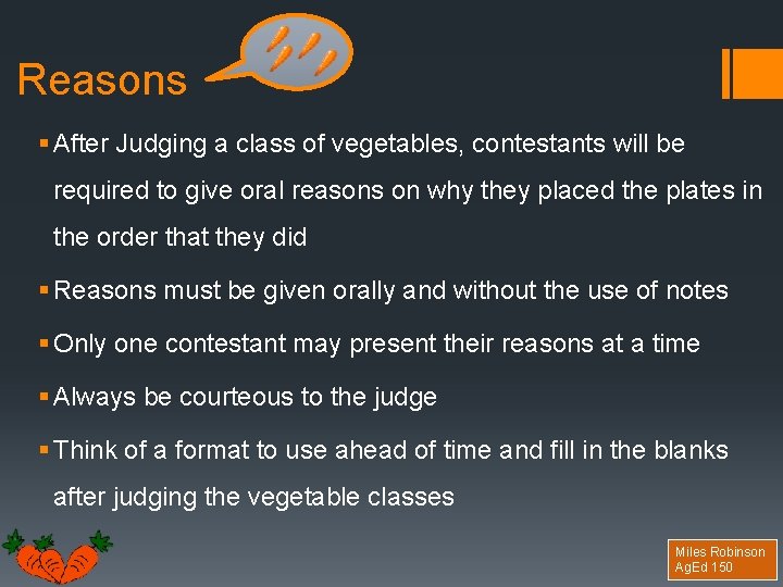 Vegetable Crop Judging FFA Career Development Event Miles