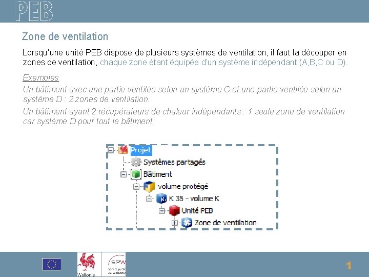 Zone de ventilation Lorsquune unit PEB dispose de
