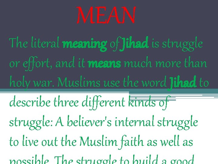 JIHAD IN THE CAUSE OF ALLAH 1 Unit