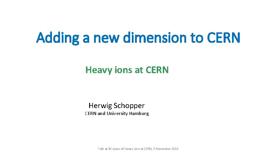 Adding a new dimension to CERN Heavy ions