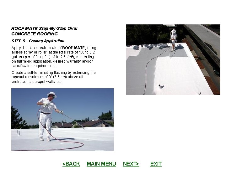 ROOF MATE StepByStep Application Over CONCRETE ROOFING List