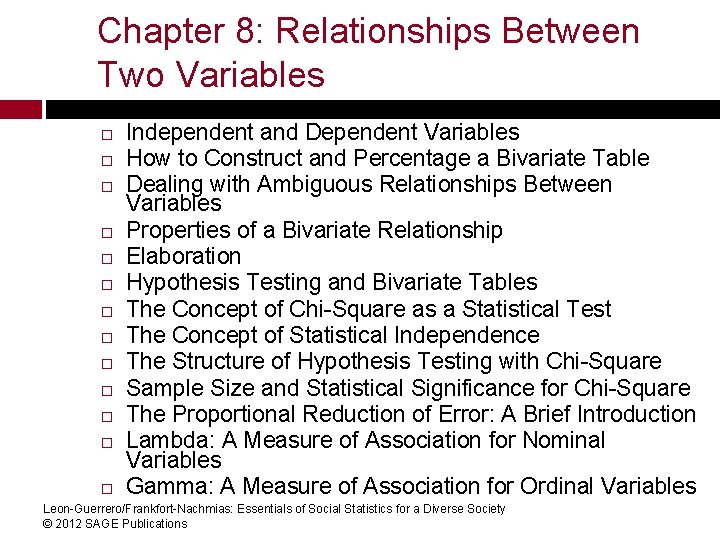 CHAPTER 8 RELATIONSHIPS BETWEEN TWO VARIABLES LeonGuerrero and