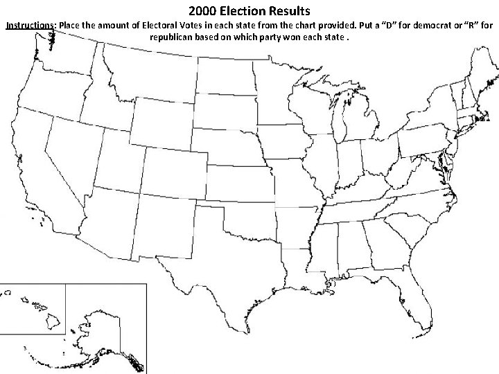 2000 Election Results Instructions Place the amount of