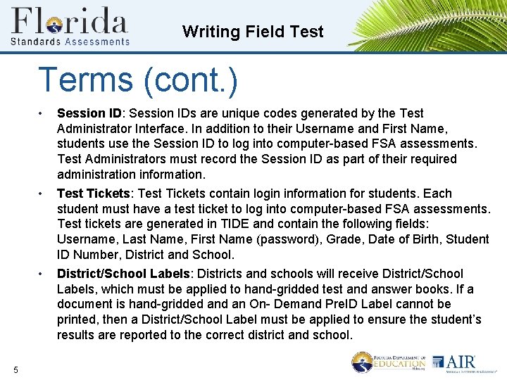 Writing Field Test School Assessment Coordinator Training December