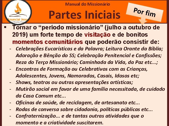 Santas Misses Populares na diocese de Tubaro Manual