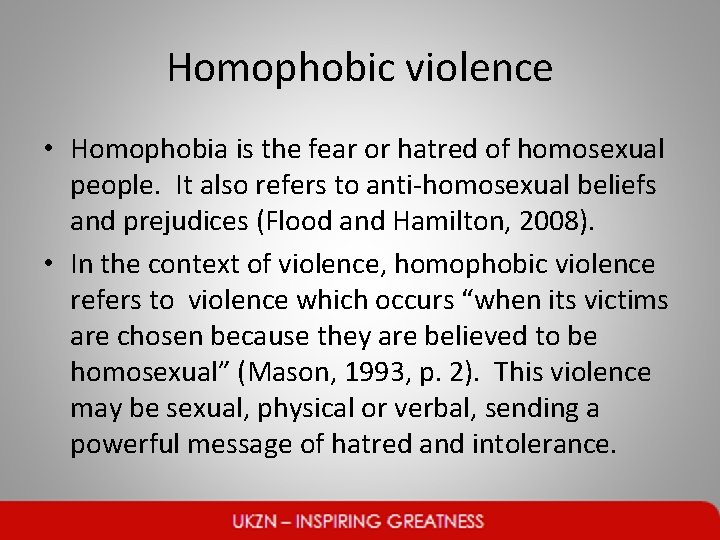 Homophobic violence in South African township schools Beyond