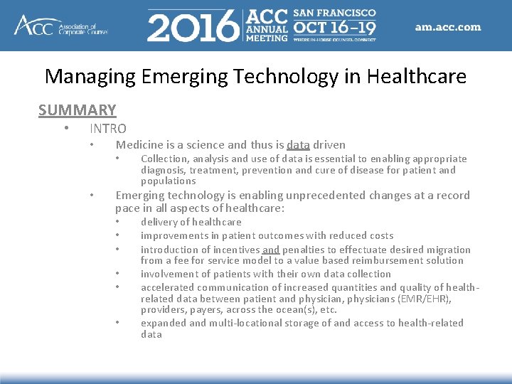 Managing Emerging Technology In Healthcare Moderator Pamela Labaj