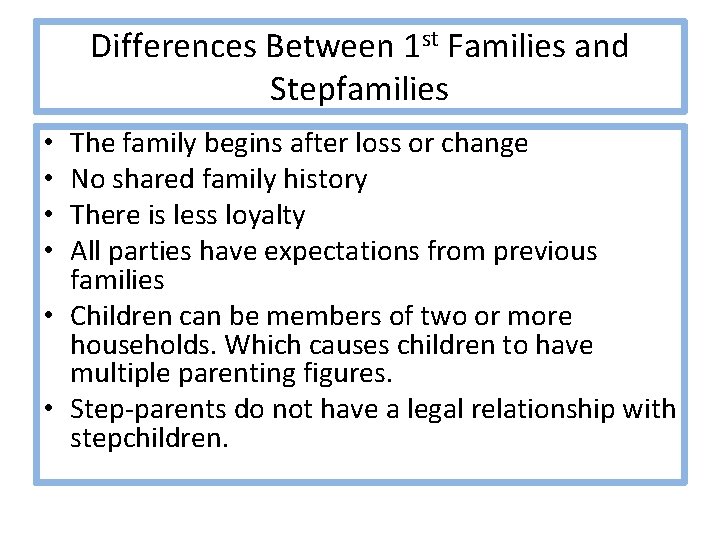 The Complex Dynamics of Blended Families PART ONE