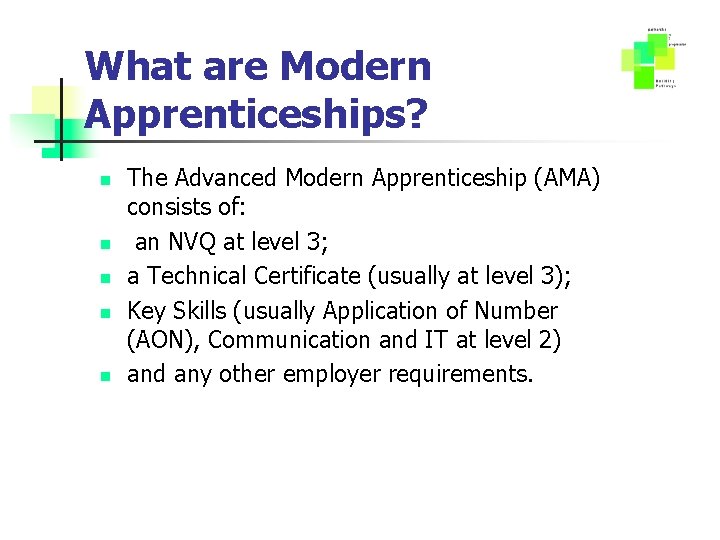 Building Pathways Project Modern Apprentices Progression to Higher