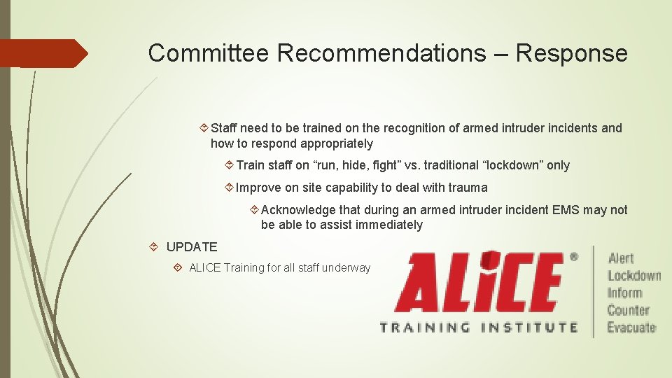 Safety Committee Recommendations Manson School Board Presentations ...