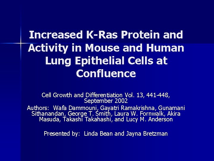 Increased KRas Protein and Activity in Mouse and
