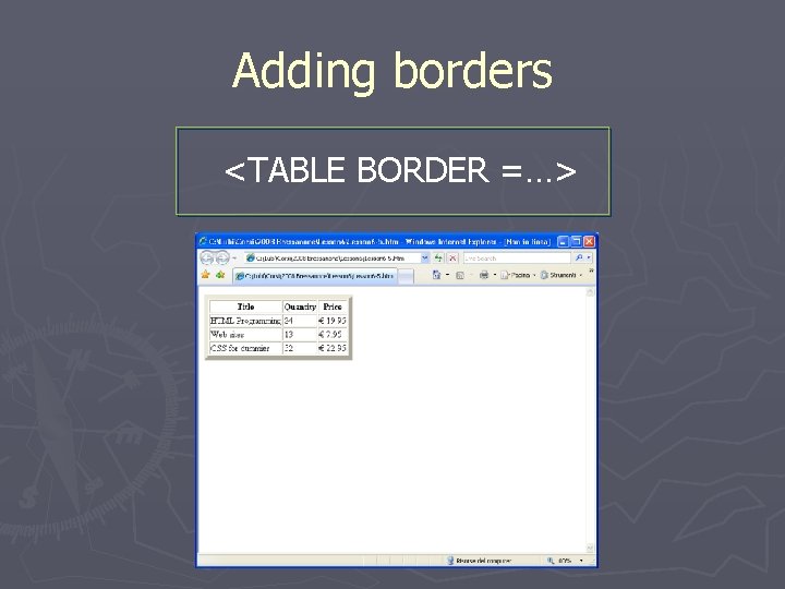 TABLES Session Checklist Learn the ways that tables