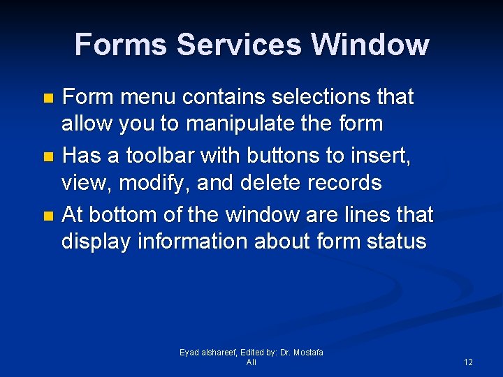 Introduction To Form Builder Part A Eyad alshareef