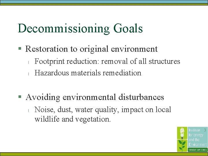 Decommissioning Rules Funds for Renewable Energy Facilities Renew