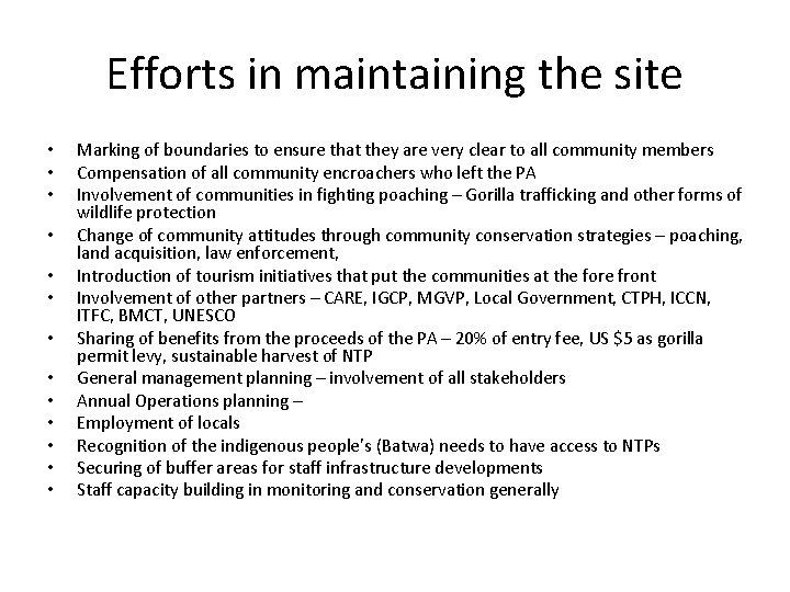 BWINDI IMPENETRABLE NATIONAL PARK WHS A thematic example