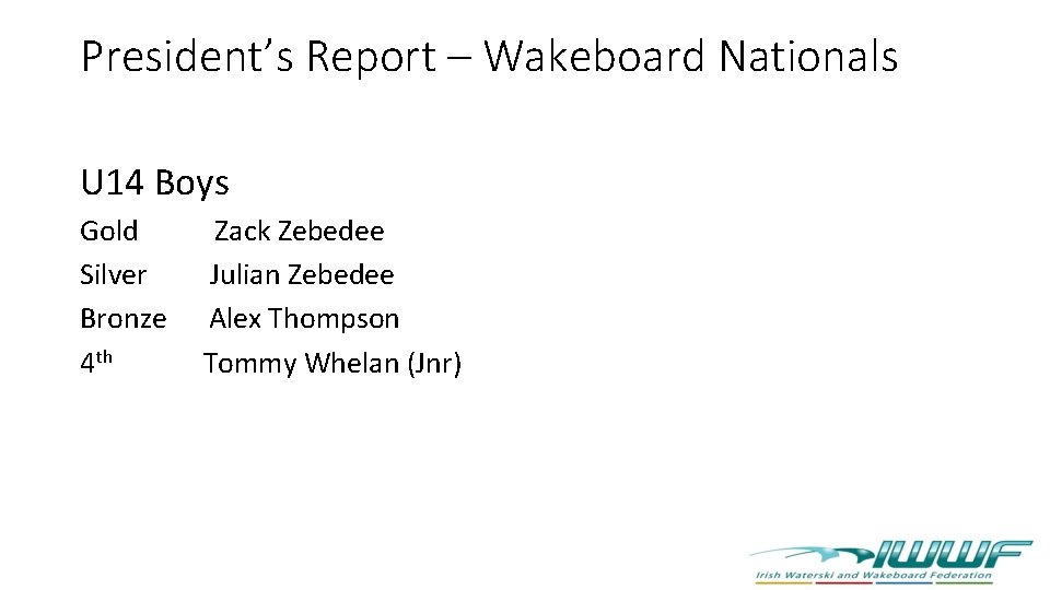 Irish Waterski and Wakeboard Federation AGM 12 th
