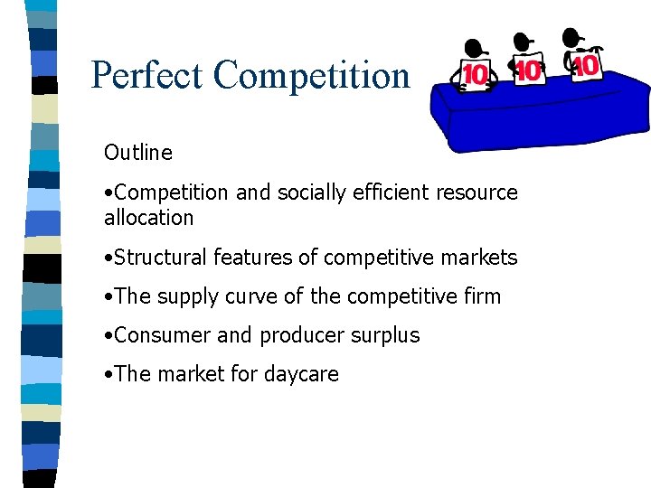 Perfect Competition Outline Competition and socially efficient resource