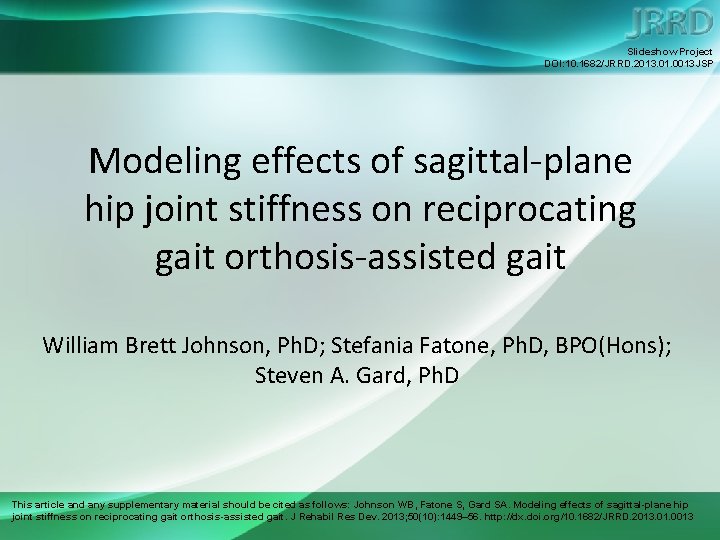 Slideshow Project DOI 10 1682JRRD 2013 01 0013