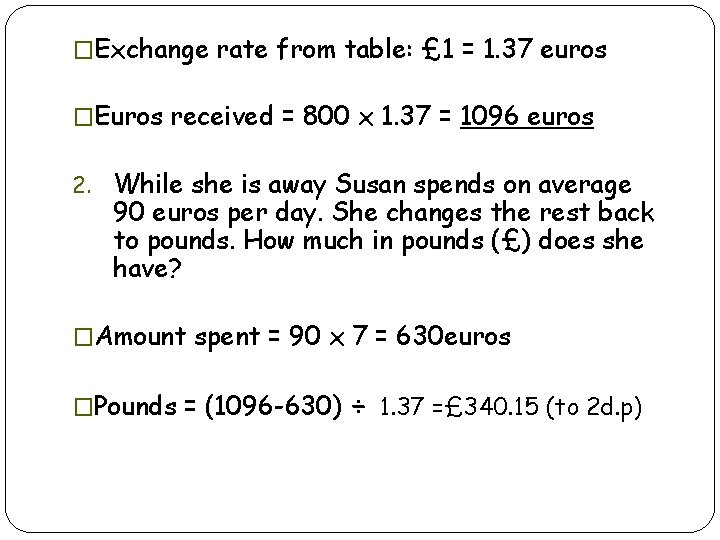 National 5 Lifeskills Maths Exchange Rates Converting between
