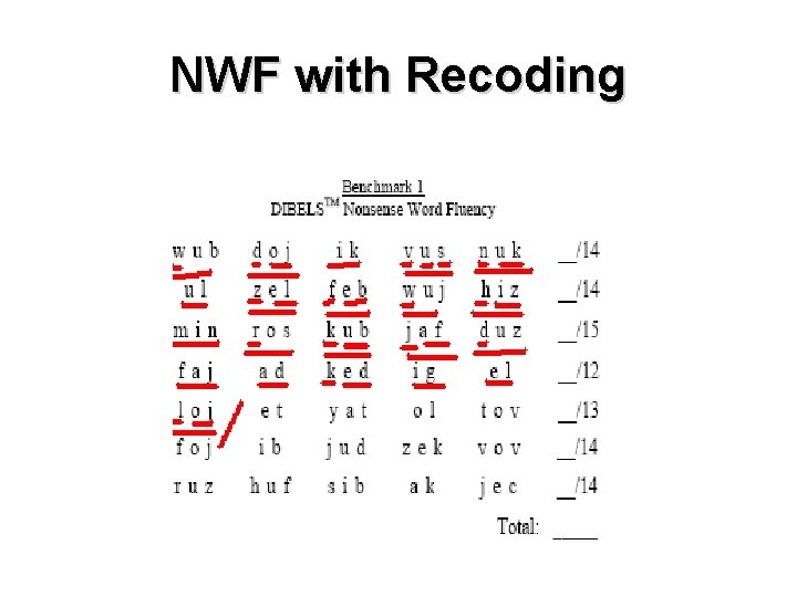 Oregon Reading First Grade 1 Workshop intervention data