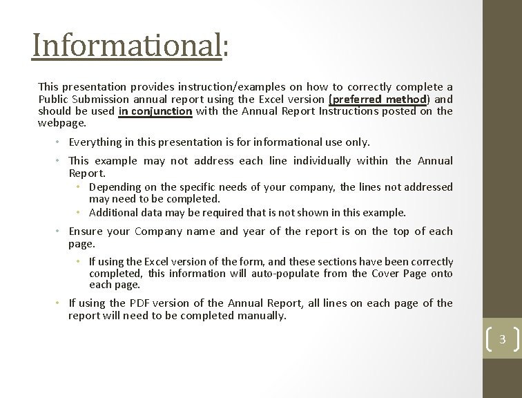 Annual Report Example Correctly Completed for a Public