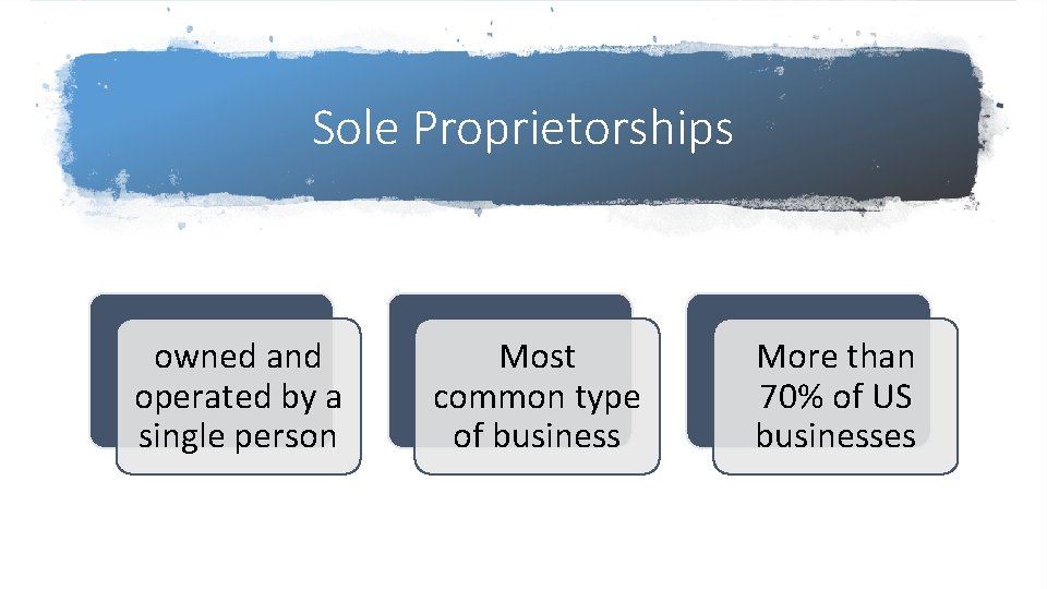 Business Organizations Sole Proprietorships owned and operated by