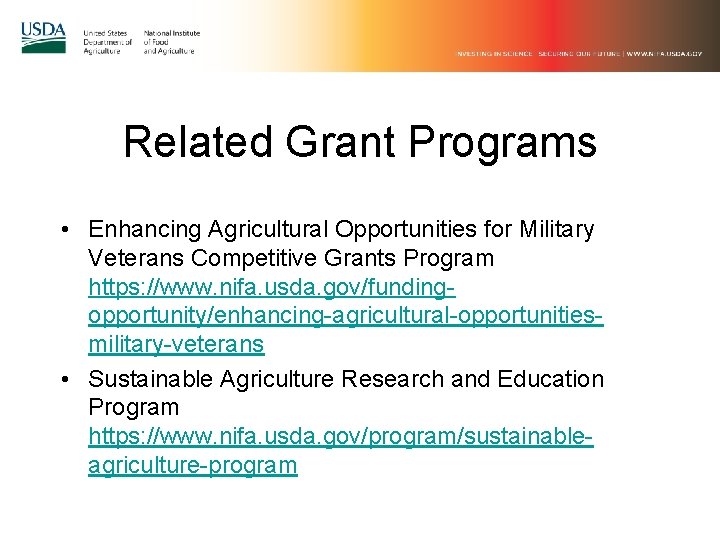 Beginning Farmers and Ranchers Development Program RESOURCES Secretarys