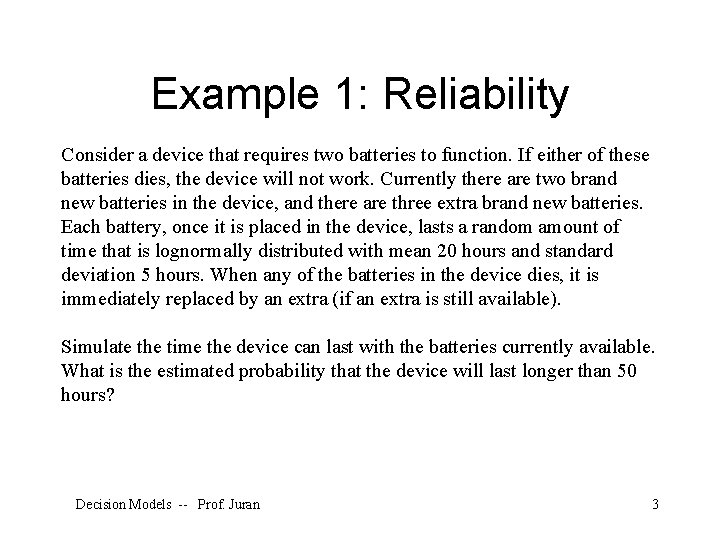 Session 8 a Overview Operations Simulation Models Reliability