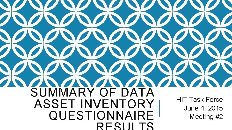 SUMMARY OF DATA ASSET INVENTORY QUESTIONNAIRE HIT Task
