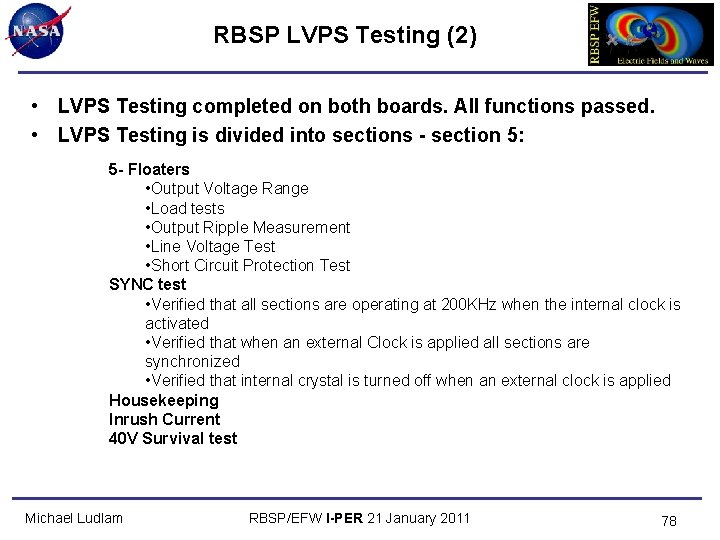 Radiation Belt Storm Probes RBSP EFW Instrument Testing