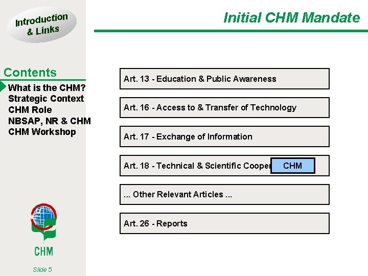 Convention on Biological Diversity CBD ClearingHouse Mechanism CHM