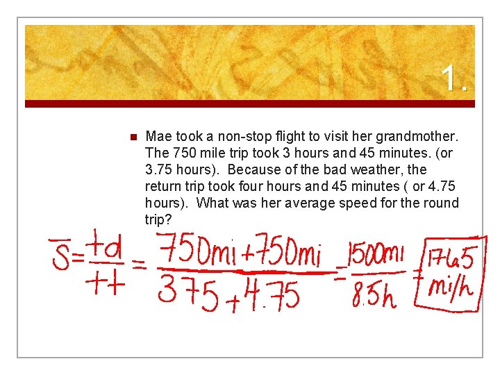 Average Speed Practice Problems KMS 8 th Grade