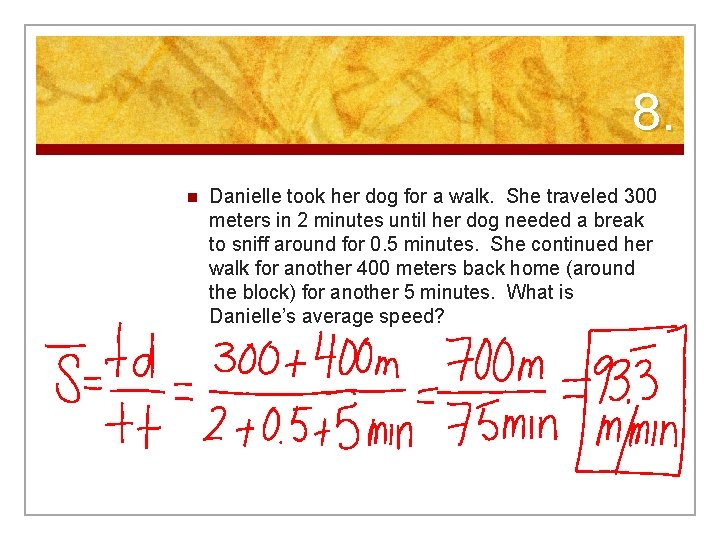 Average Speed Practice Problems KMS 8 th Grade