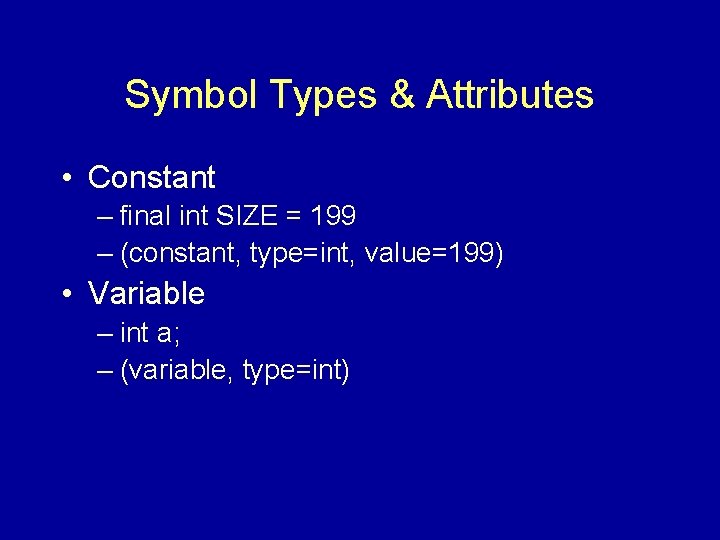 Symbols and TypeChecking CPSC 388 Ellen Walker Hiram