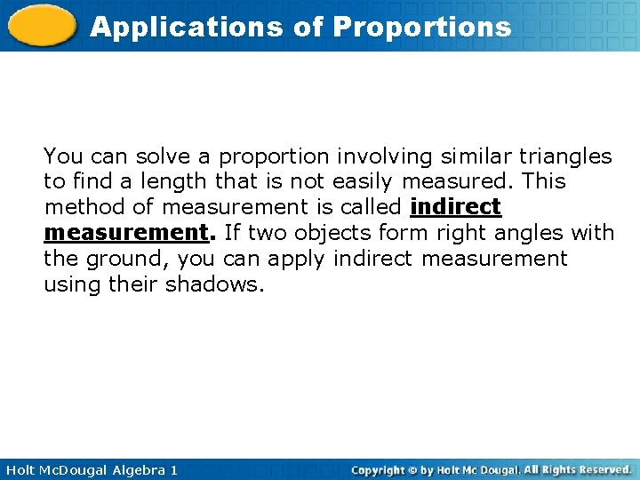 Applicationsofof Proportions Warm Up Lesson Presentation Lesson Quiz